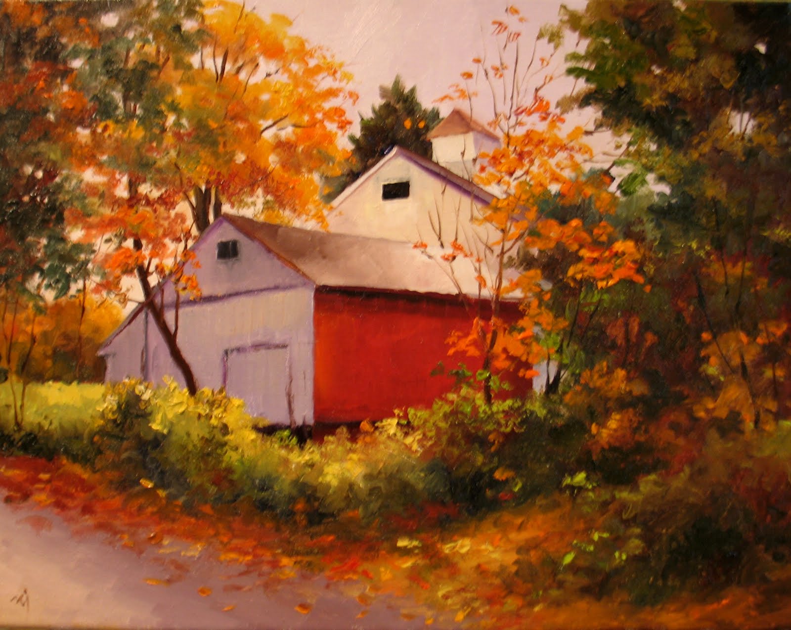 Nel's Everyday Painting: Barn in Fall - SOLD