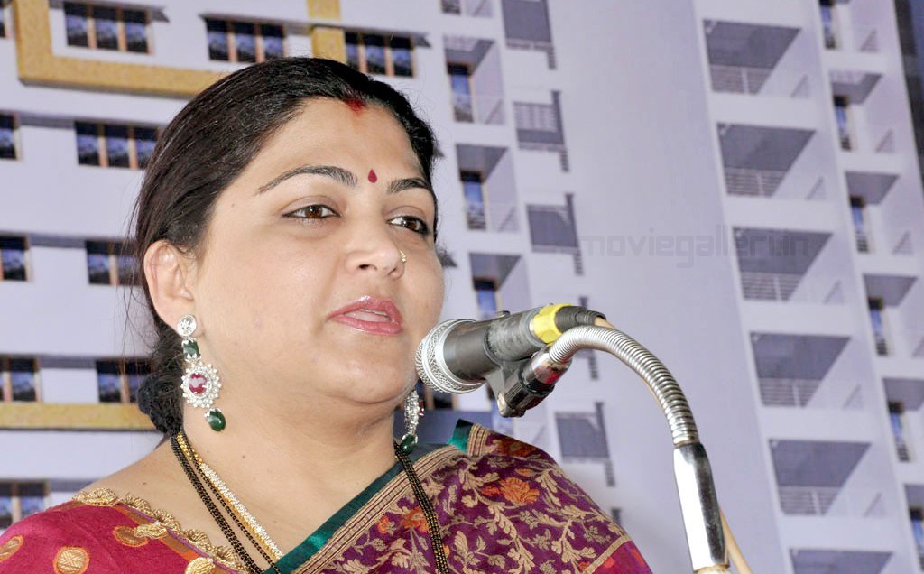 Kushboo at Bhoomi Pooja Of Small Screen Technicians Houses Stills ...