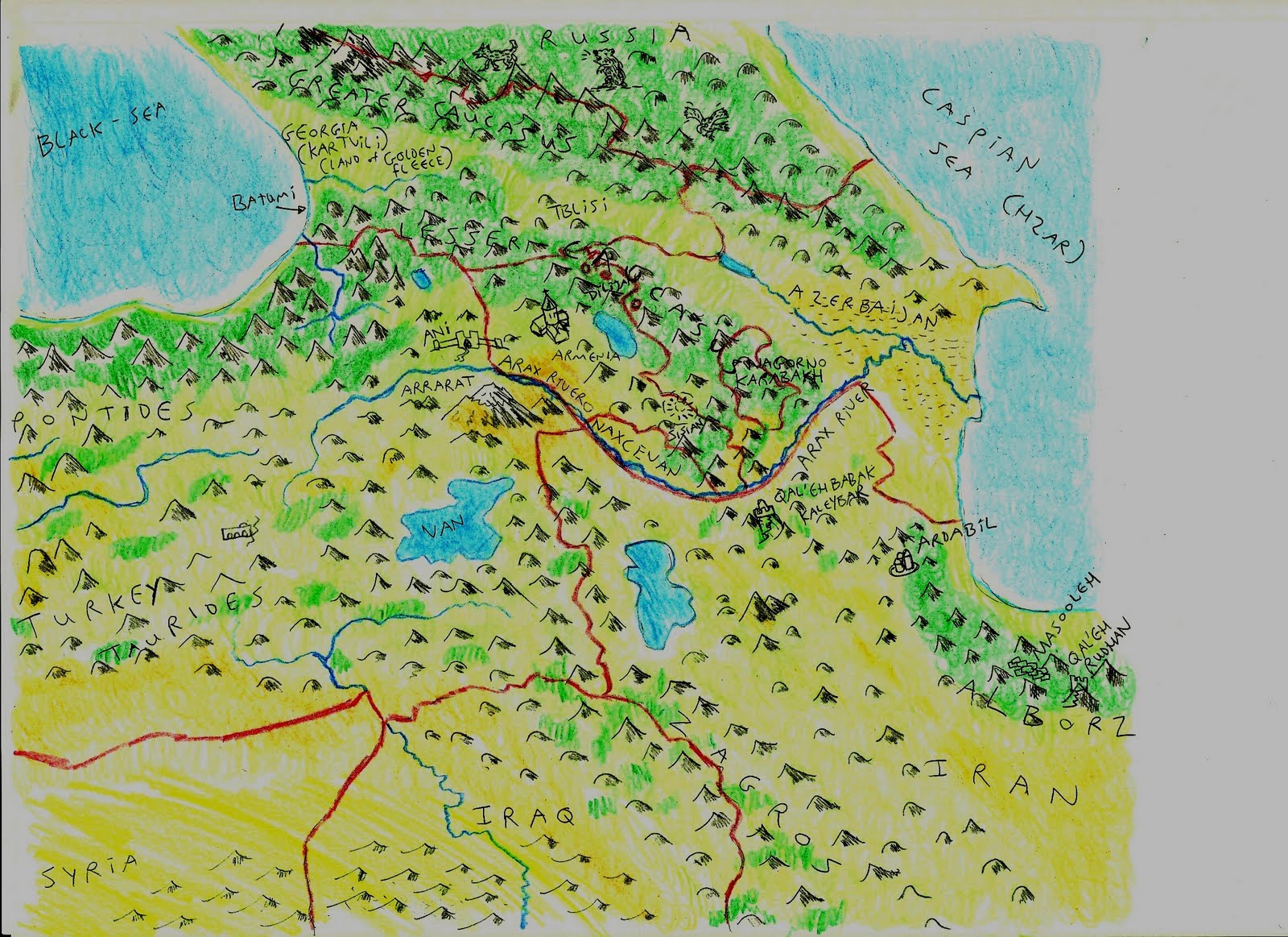 Why I Went to Asia: Map of the East Anatolian Plateau and the Caucasus ...
