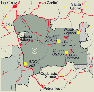 Volcanes de Guanacaste: Mapa del Volcán de Orosi