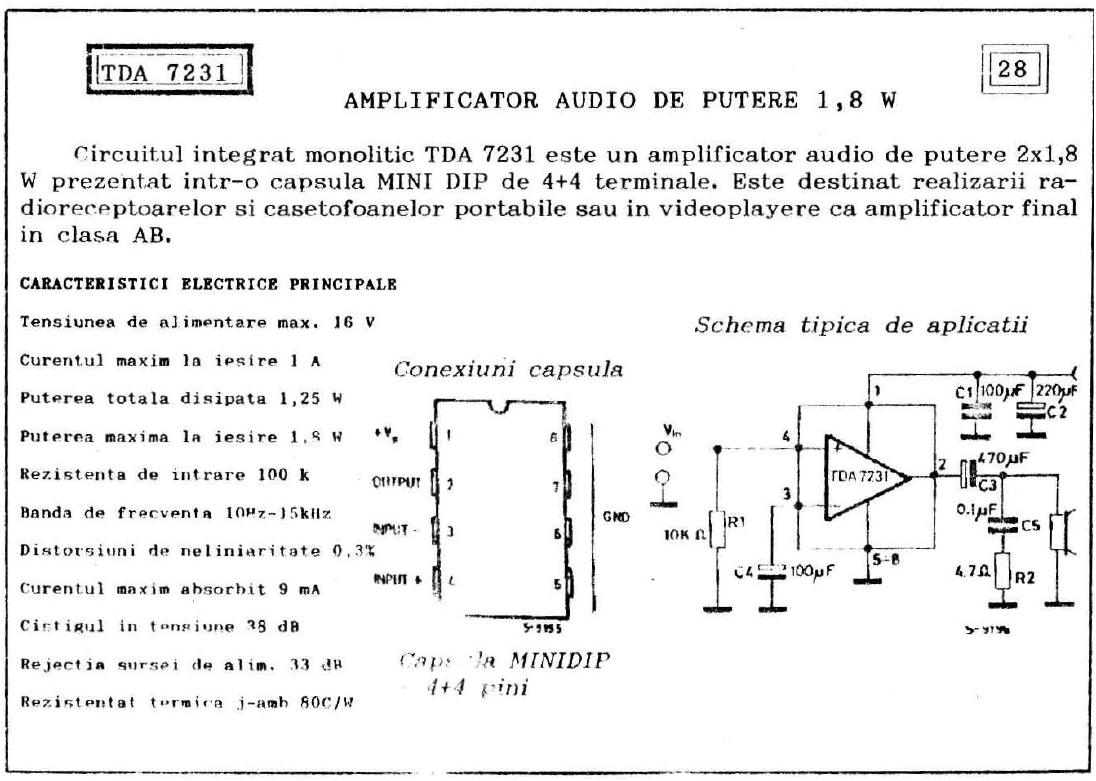 RO ELECTRONICA: AMPLIFICATOR AUDIO CU TDA 7231 / AUDIO AMPLIFIER WITH ...