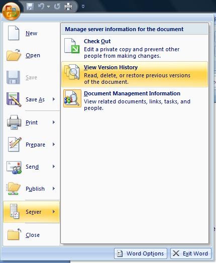 Tips for SharePoint: Compare Document Versions in Word 2007 with SharePoint
