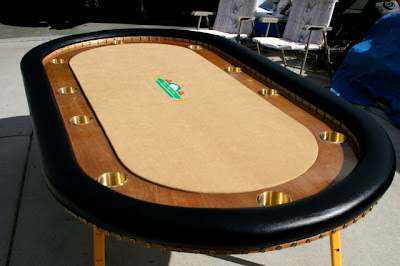 Dave's Custom Poker Tables: Walnut finish racetrack, black vinyl rail ...