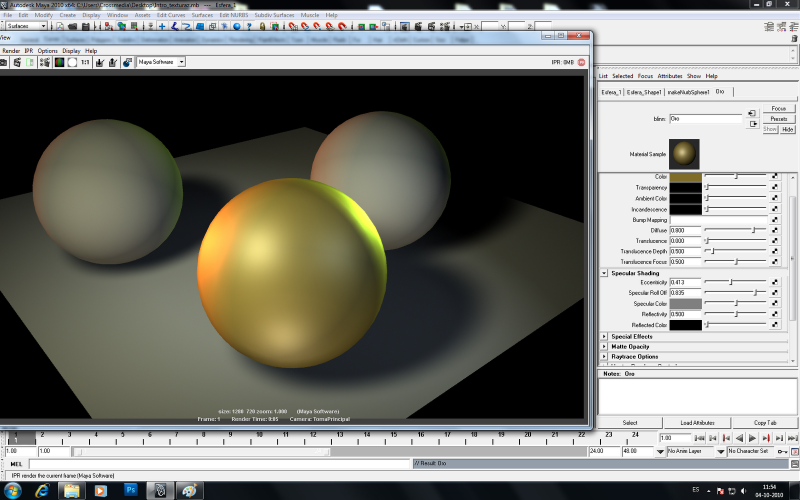 Introducción a 3D Maya: Texturas / Clase 10
