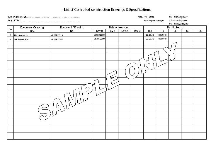 CONSTRUCTION MANAGER: Drawing or Document Register