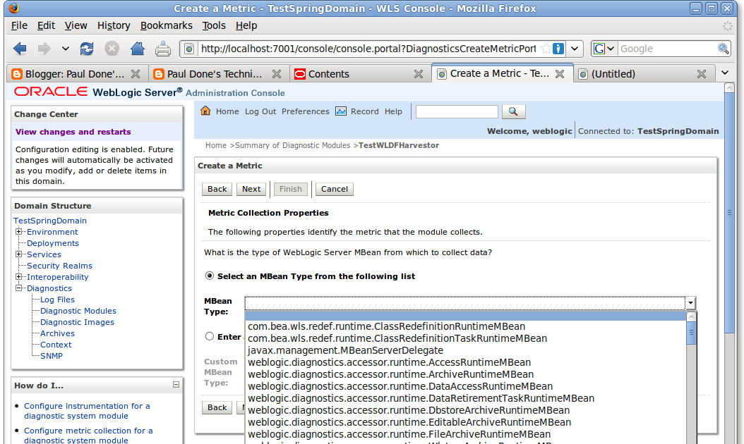 Paul Done's Technical Blog: WLDF and Spring-generated Custom MBeans