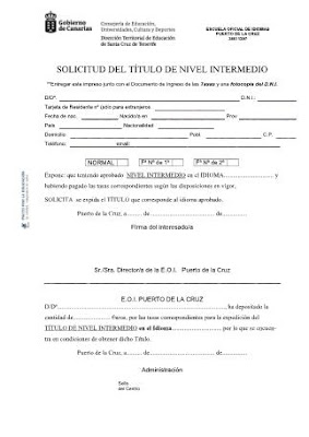 SECRETARÍA EOI: IMPRESOS SOLICITUD TÍTULOS