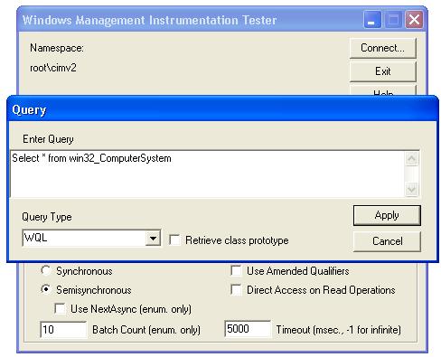 Muhammad Shujaat Siddiqi: Testing WQL based WMI queries (wbemtest)