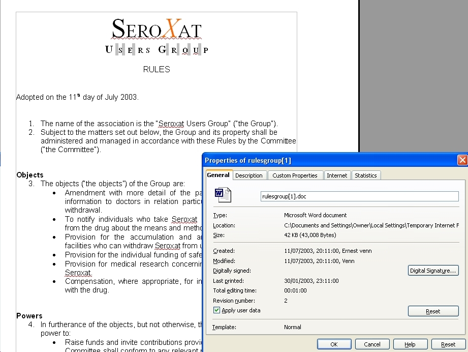 SEROXAT SUFFERERS - STAND UP & BE MADE ACCOUNTABLE: November 2010