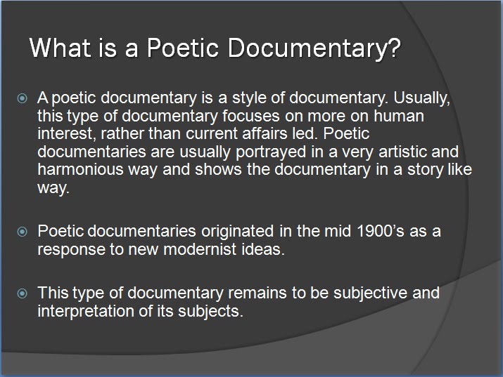 Amir's Documentary Blog: Researching Documentaries - Poetic Documentaries