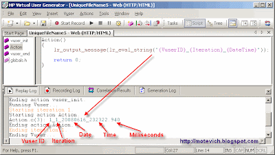 Generating unique file name using LoadRunner parameter