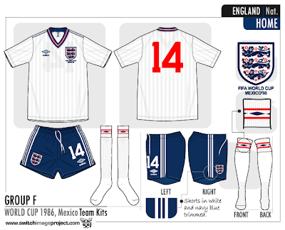 Football teams shirt and kits fan: England World Cup 1986
