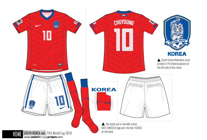 Football teams shirt and kits fan: South Korea WC2010 kits set