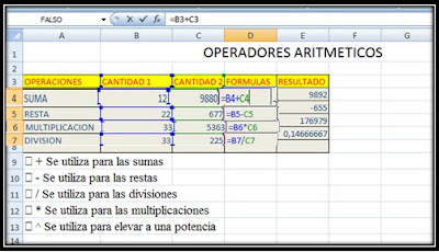 OPERACIONES EN EXCEL