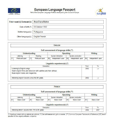 my english e-portfolio: Europass Language Passport