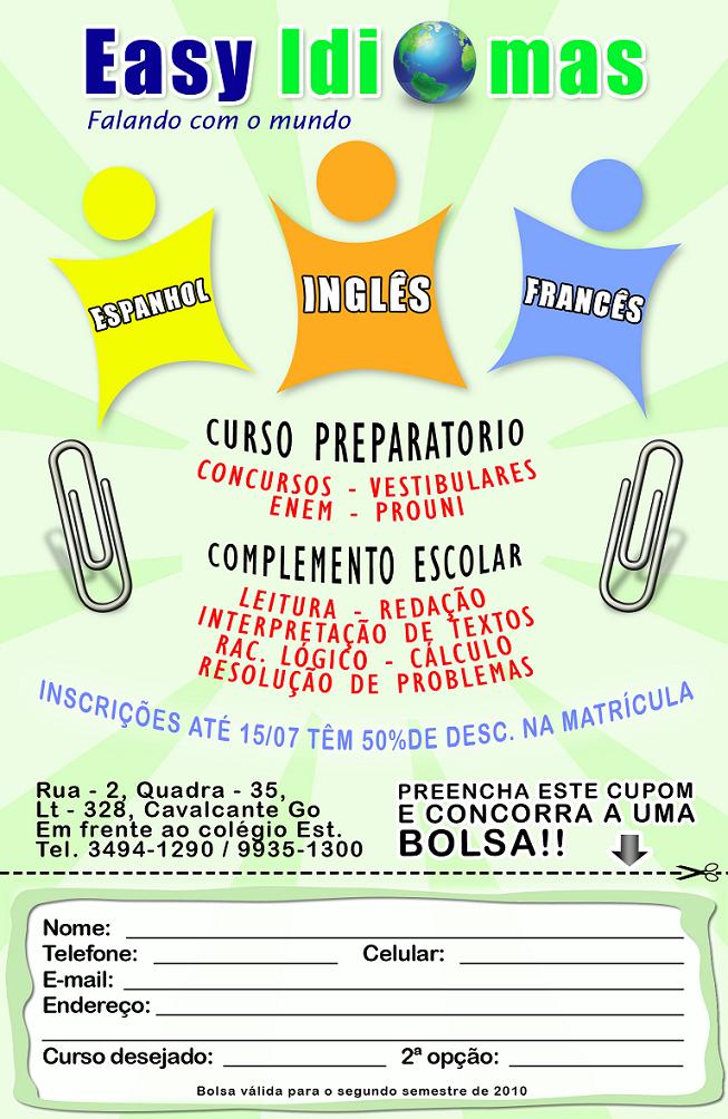 Gráfica/Dir. de Arte/Publicidad: Flyer Easy Idiomas, Cavalcante-GO, Brasil