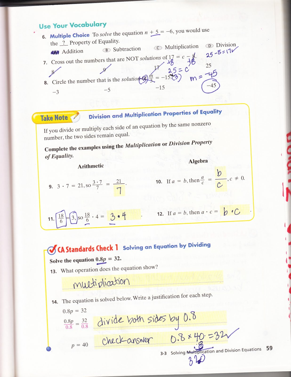Ms. Jean's Algebra Readiness Blog: 3-3 Solving Multiplication and ...