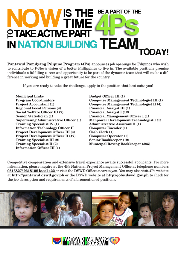 DILIMAN DIARY: Jobs with the 4PS Team - Pantawid Pamilyang Pilipino ...