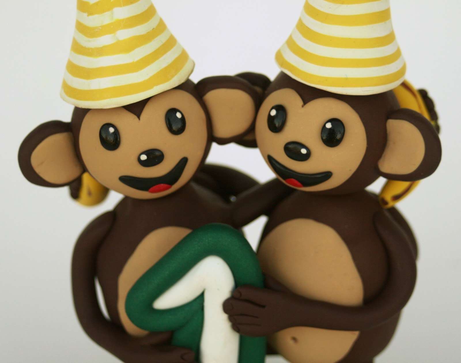 SpiritMama Art and Soul: Twin Monkeys First Birthday Cake Topper