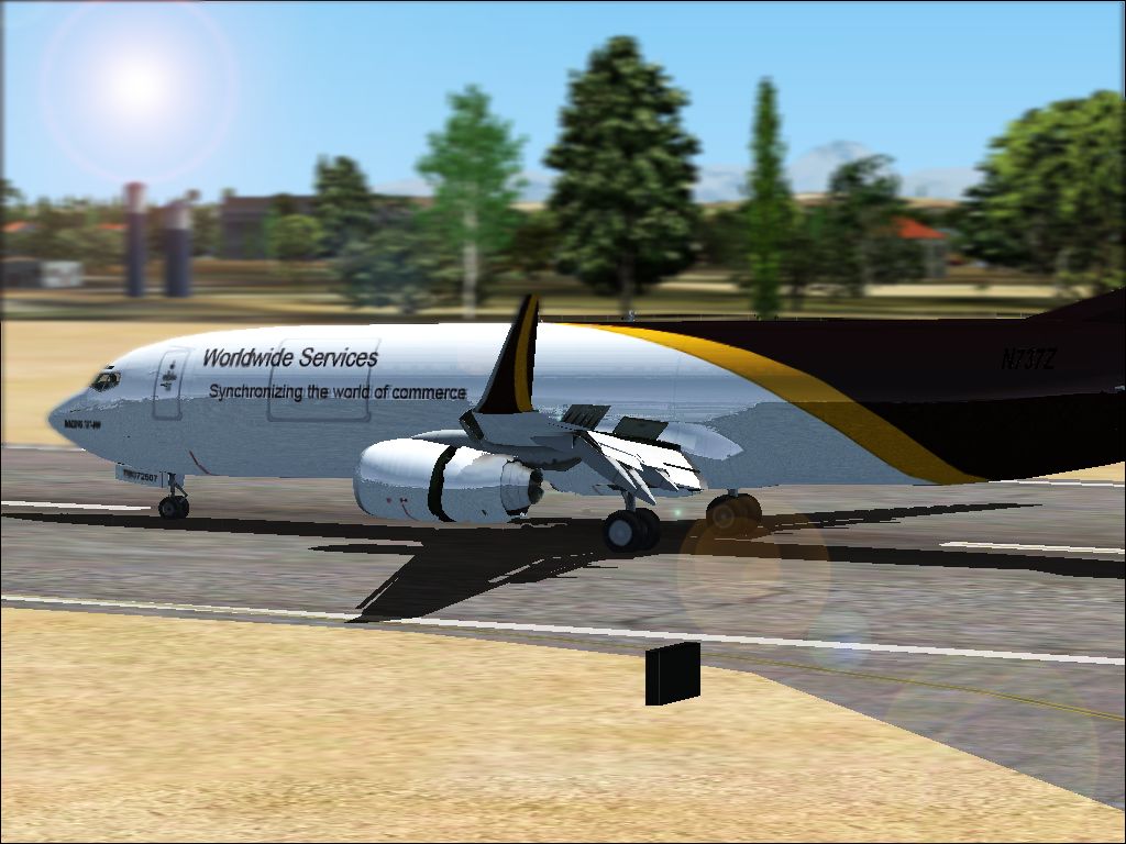 FRSimscreens: UPS 737-800F landing with the pieces of the car