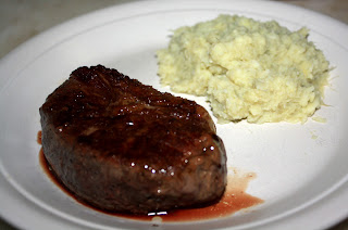 O que vou comer hoje?: Entrecôte (Contra-filet) com purê de batata-doce