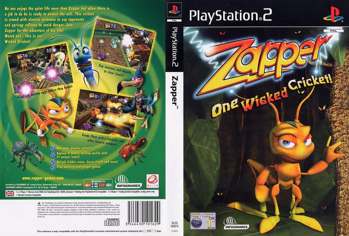 CAPAS PARA PLAYSTATION 2: Zapper - One Wicked Cricket