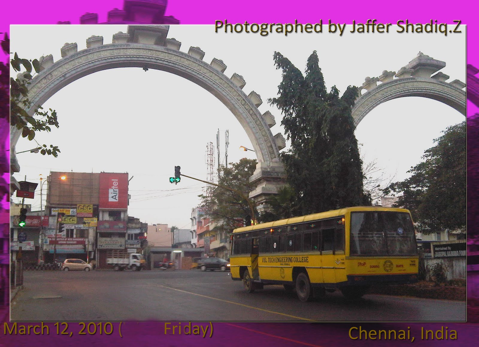 Photographed by Jaffer Shadiq.Z: Anna Nagar Arch in Chennai, South India