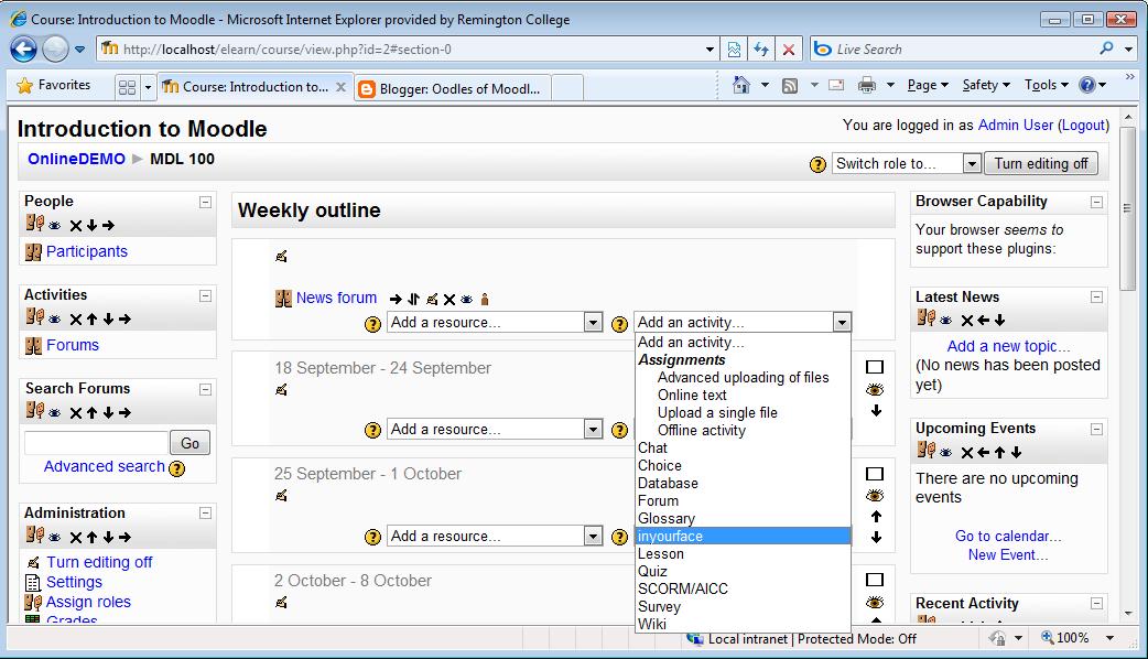 Oodles of Moodles: 04MOD: Moodle Module Setup - Adding our Activity