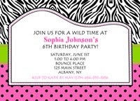 Bunny Prints: Wild Zebra Print Birthday Invitation