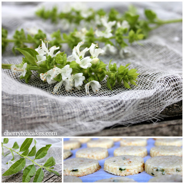 Cherry Tea Cakes: Lemon Basil Flower Shortbread Cookies