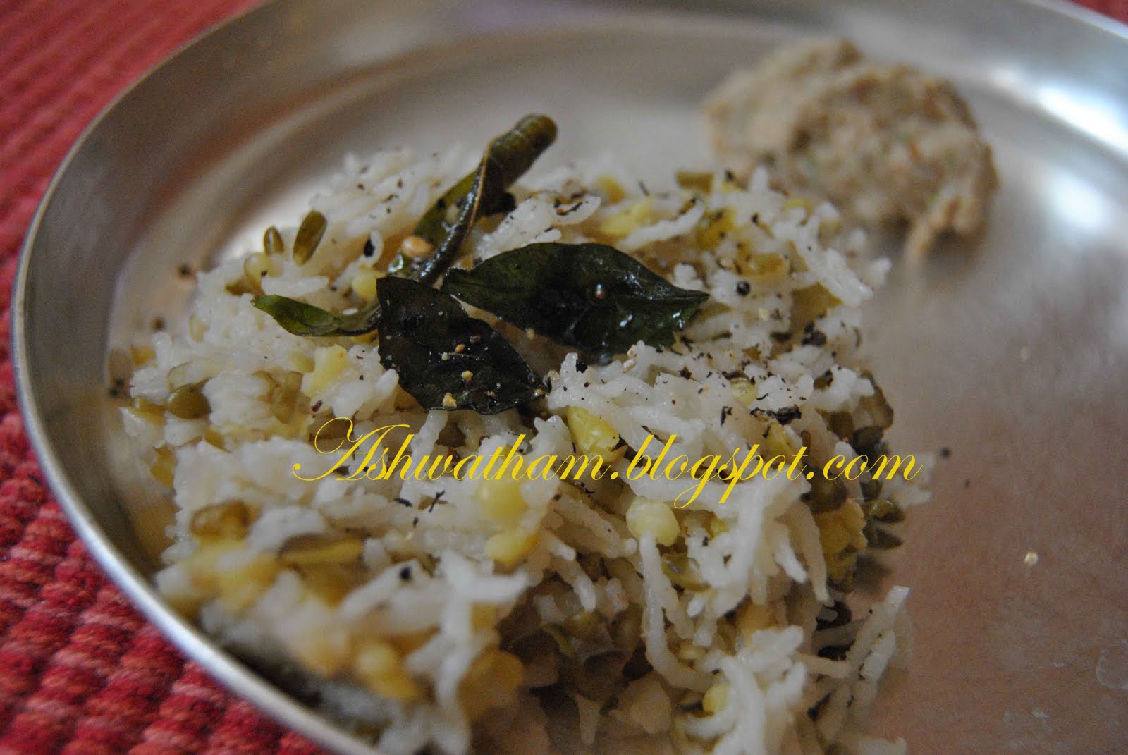 Ashwatham: Masala Pulagam / Moong daal rice