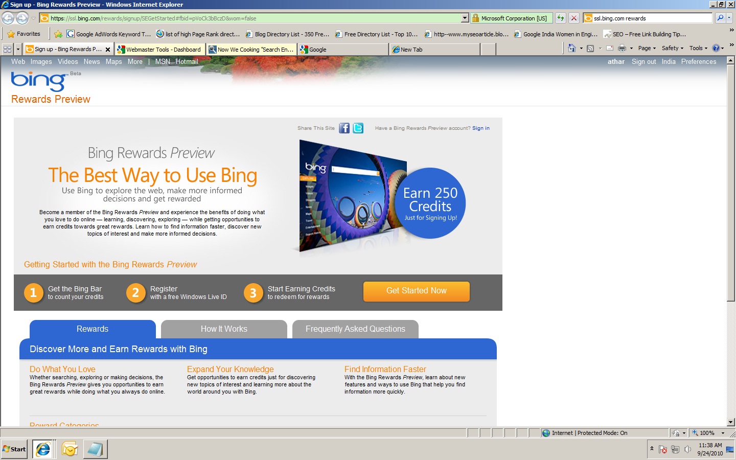 My Site Ranks First in Google: Earn rewards to search and Explore in Bing