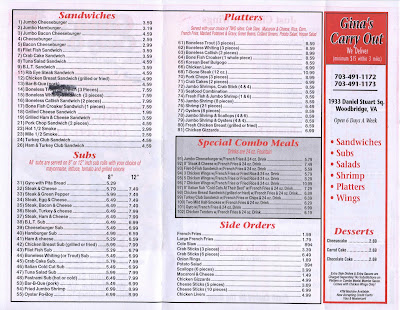 Gina's Carryout: MENU