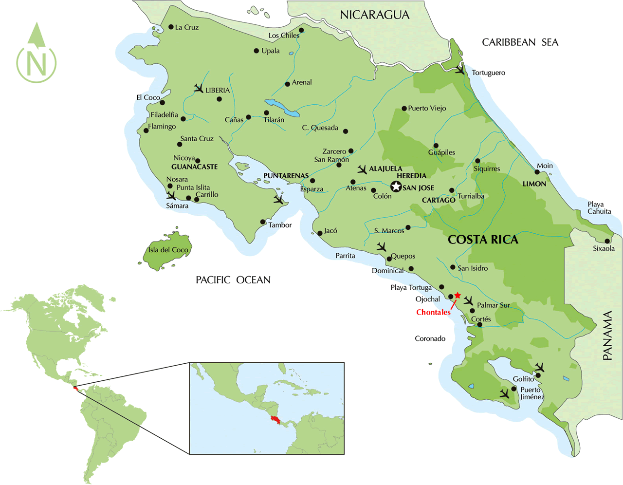 Costa Rica Map Jaco