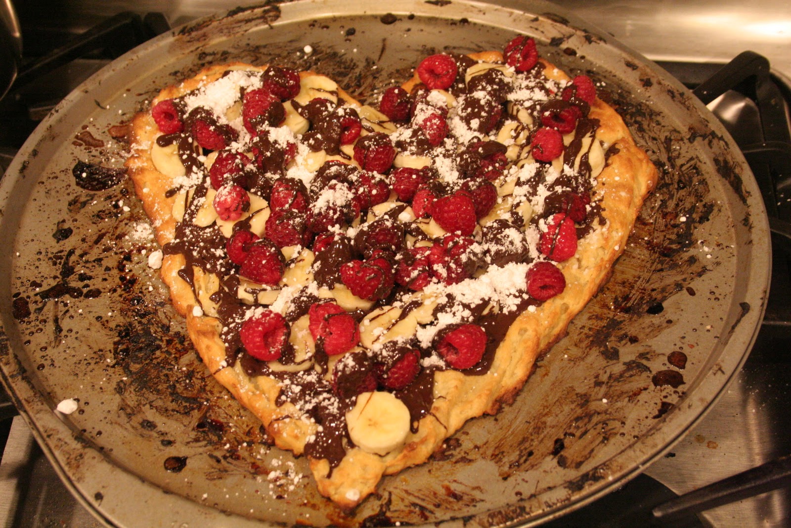 Who What Wheat: Chocolate, Raspberry, and Banana Dessert Pizza