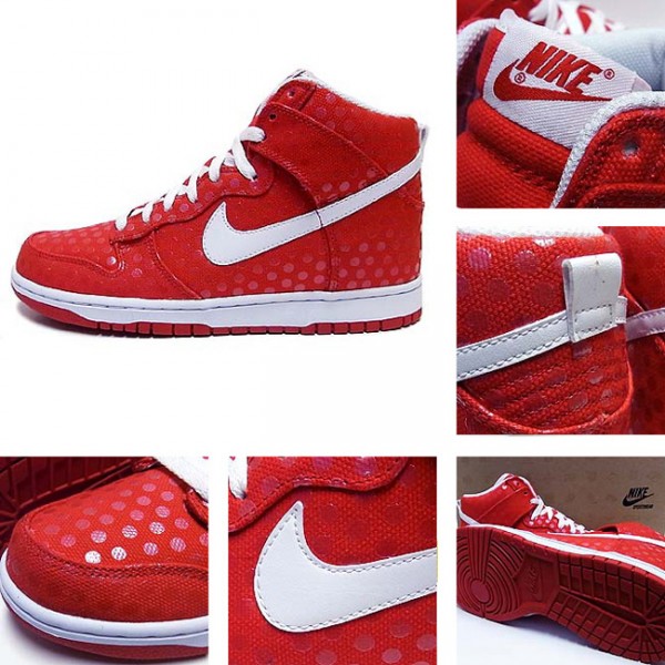all jordan shoes: Nike Women’s Dunk High"Polka Dot /Sport Red"