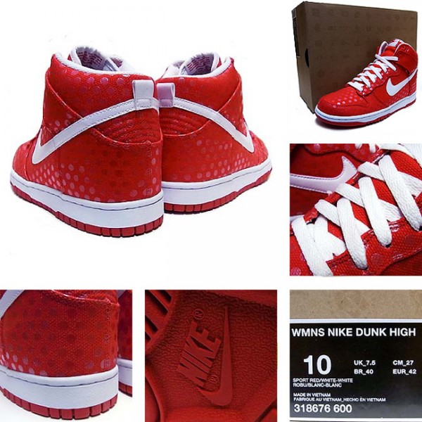 all jordan shoes: Nike Women’s Dunk High"Polka Dot /Sport Red"