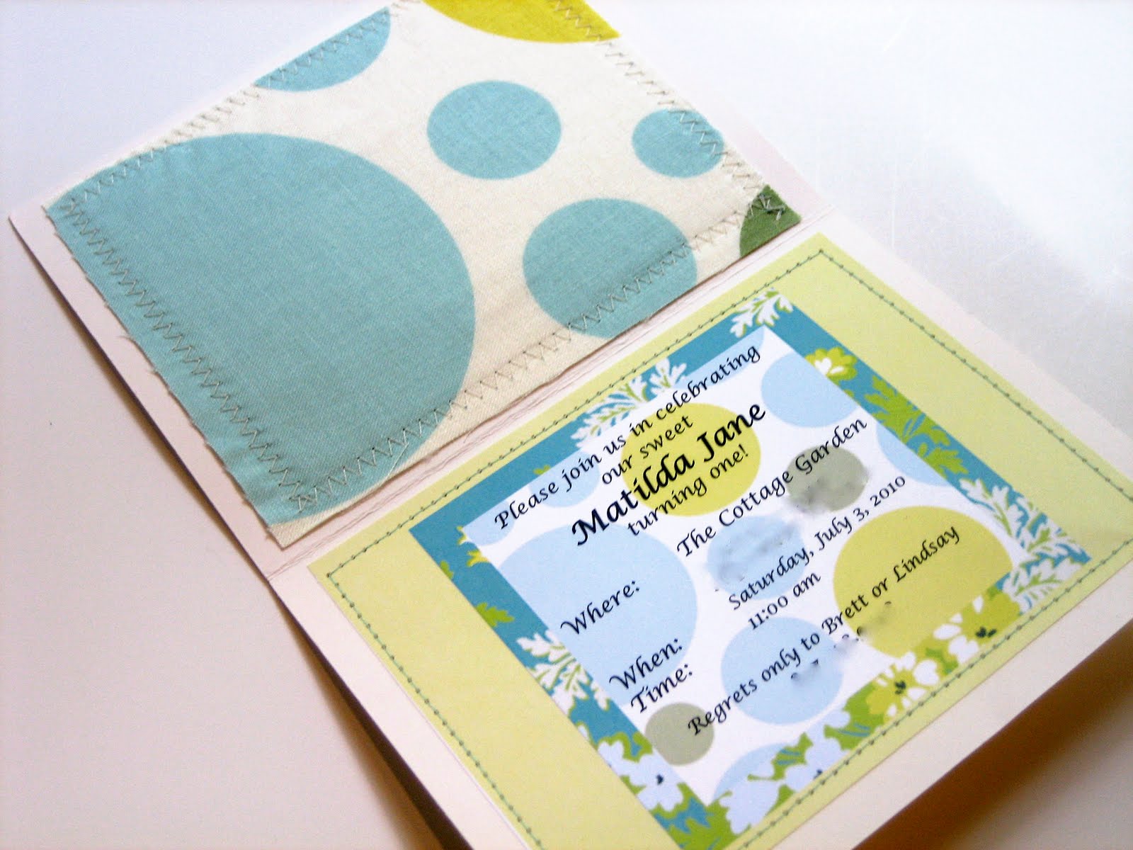 Summer Garden Birthday Party - Fabric Invitations - The Cottage Mama