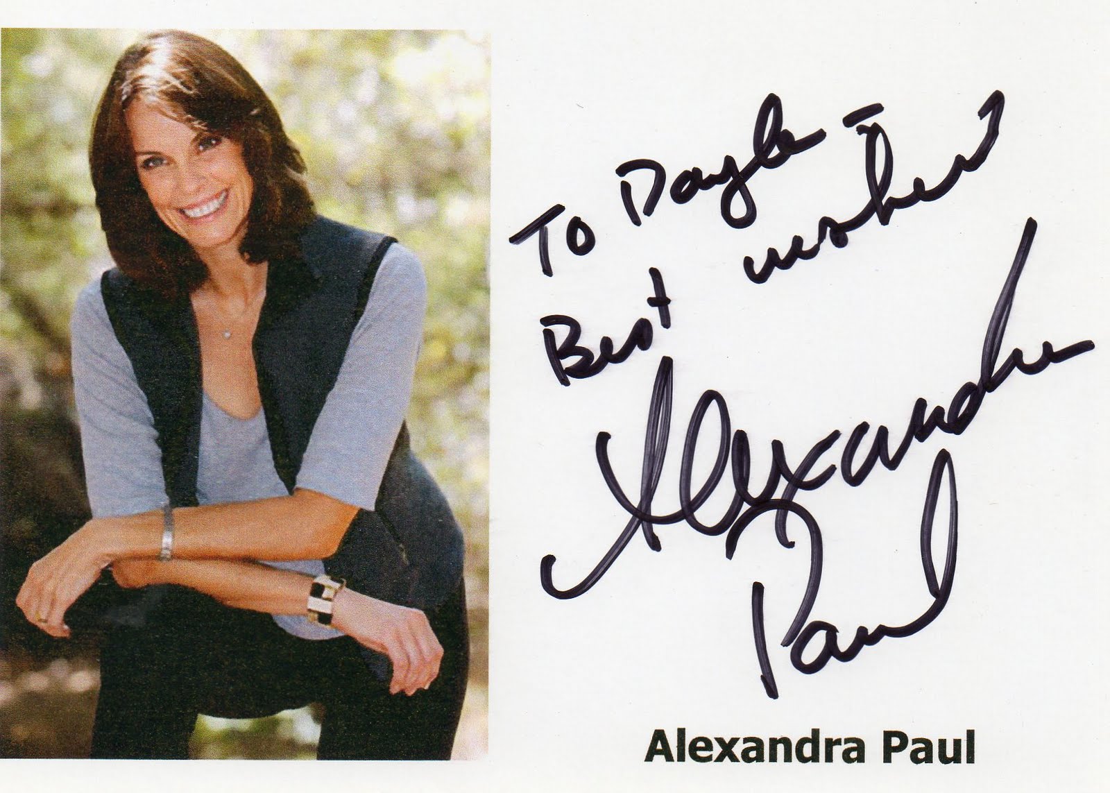 Kiwiautogal's Autographs: Alexandra Paul