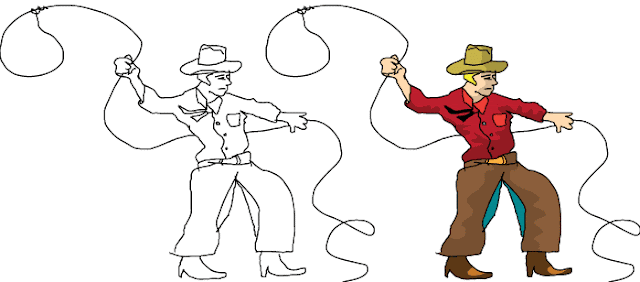 mepainter - art for everyone: cowboy standing with lasso