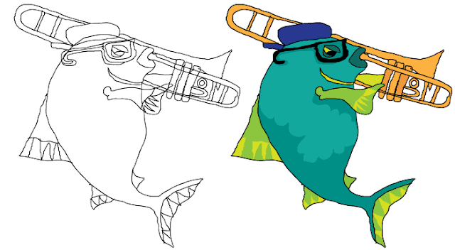 mepainter - art for everyone: A Fish playing the trombone