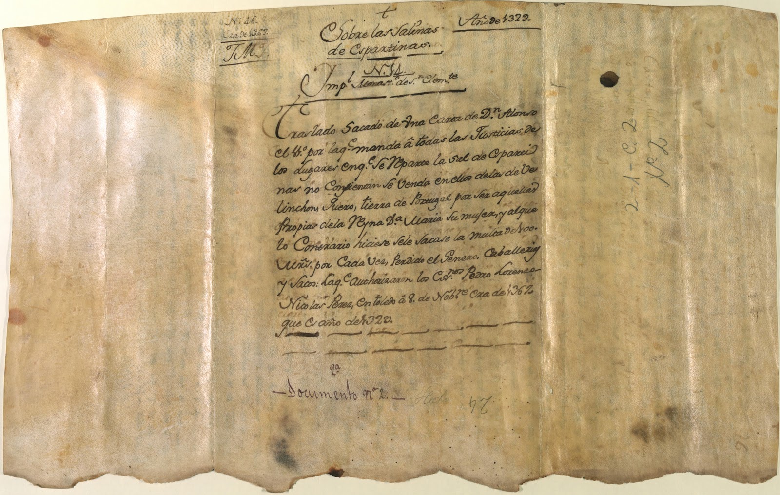 SCIAPODA: TRASLADO DE UNA CARTA REAL (DE 1329) DE ALFONSO XI