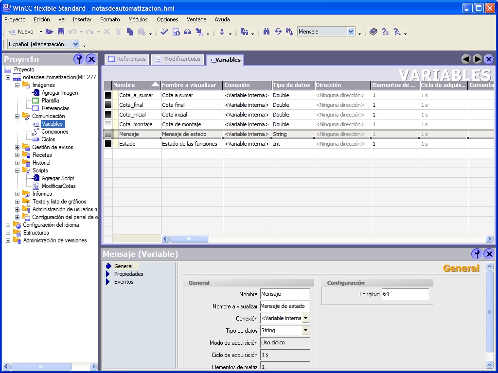 Notas de automatización: Modificar datos en recetas a través de scripts en WinCC Flexible
