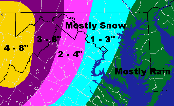 Storm Chaser's Forecasts: Snowfall Forecast for Wednesday-Leesburg, VA