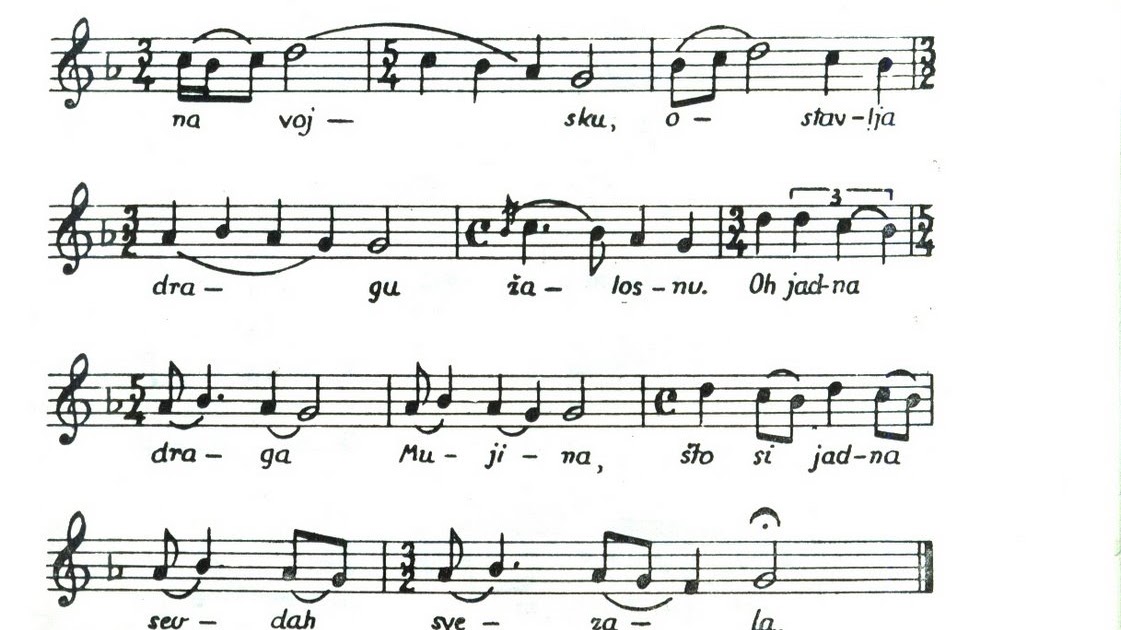 SEVDALINKE: Notni zapisi sevdalinki. Izvor: Vlado Milošević: Sevdalinka ...