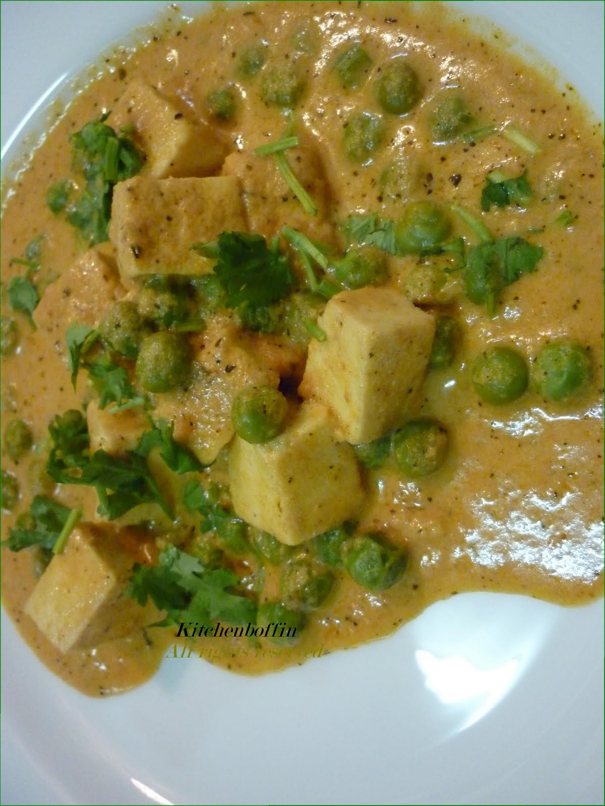 Kitchen Boffin: Paneer Mutter Masala(Paneer & Green peas in creamy sauce)