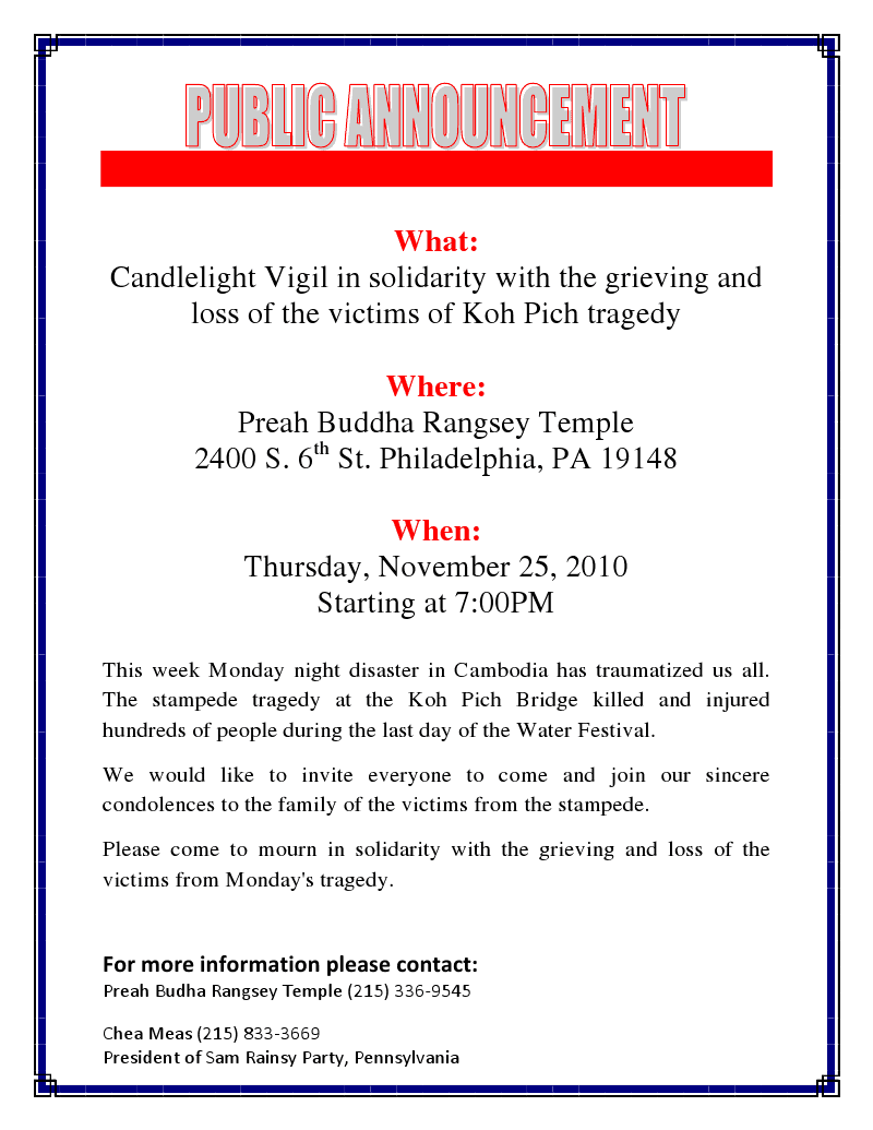 KI Media: Public Invitation to Candlelight Vigil in Philadelphia