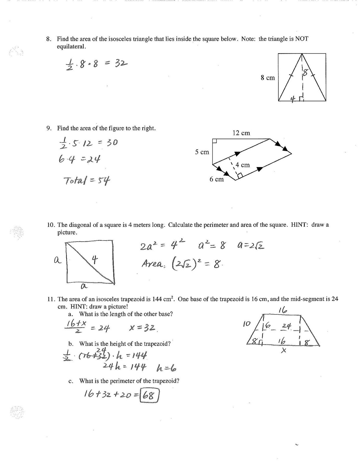 Jiazhen s Geometry Quadrilateral Chapter Test Review Key Jiazhen s Geometry Quadrilateral Chapter Test Review Key