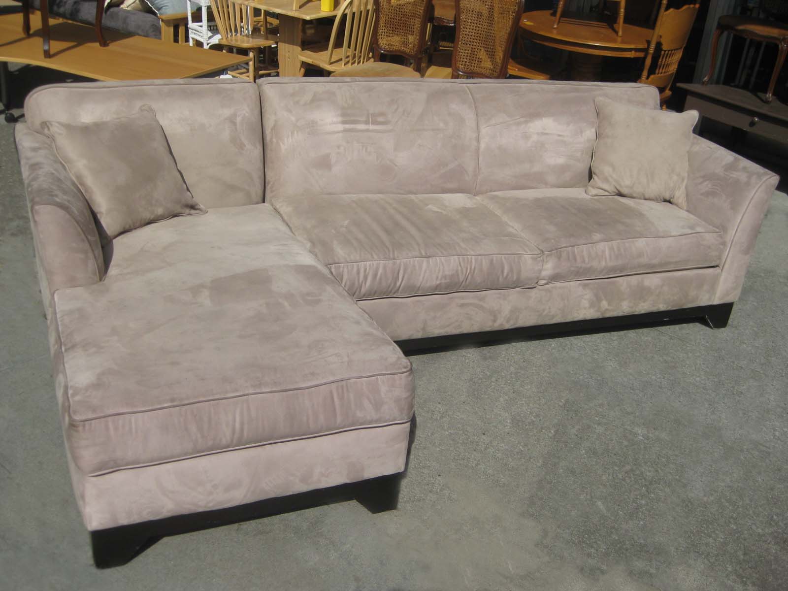 UHURU FURNITURE & COLLECTIBLES: SOLD - Microsuede Sofabed with Chaise ...