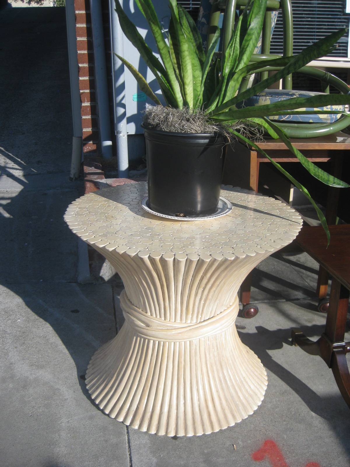 UHURU FURNITURE & COLLECTIBLES: SOLD - Straw Table (made of plaster) - $45